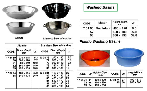 173460-WASH BASIN ALUMITE 300MM DIAM, 7.7LTR