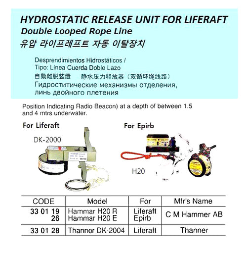 330126-HYDROSTATIC RELEASE UNIT, HAMMER H20 E FOR EPIRB