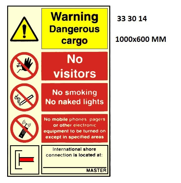 333014-WHITE PVC SIGN COMBINATION, WARNING #3014 1000X600MM