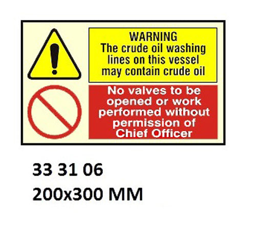 333106-WHITE VINYL SIGN COMBINATION, WARNING #3106 200X300MM