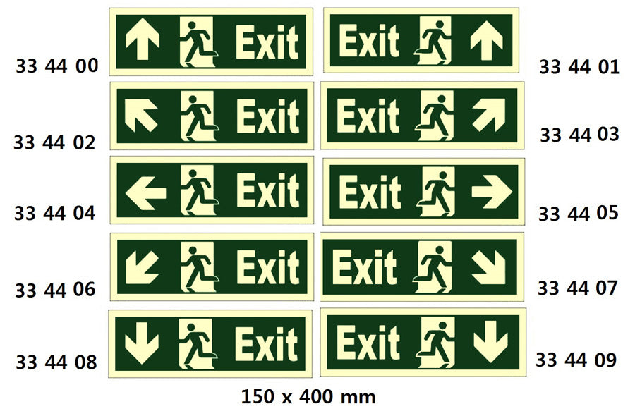 334402-DIRECTION SIGN ARROW 45DEG UP, (L)/EXIT 150X400MM