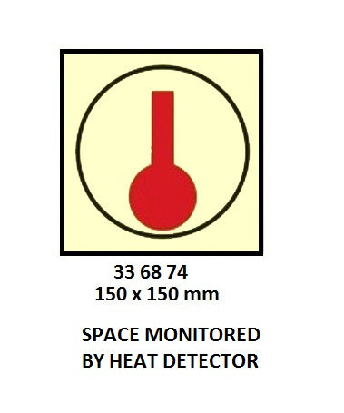 336874-FCS Sign 15x15cm heat detector space monitored by heat detector