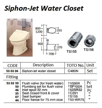530306-WATER CLOSET SIPHON-JET, MODEL C480N