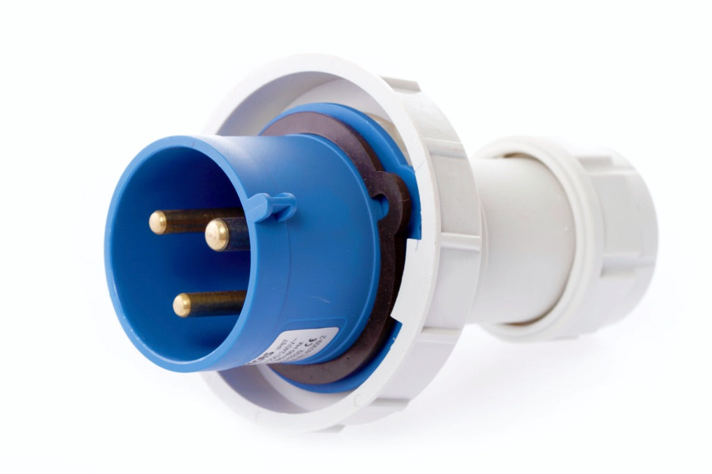 792704-PLUG CEE MALE AC220V BLUE 3P, 32AMP 6H IP67