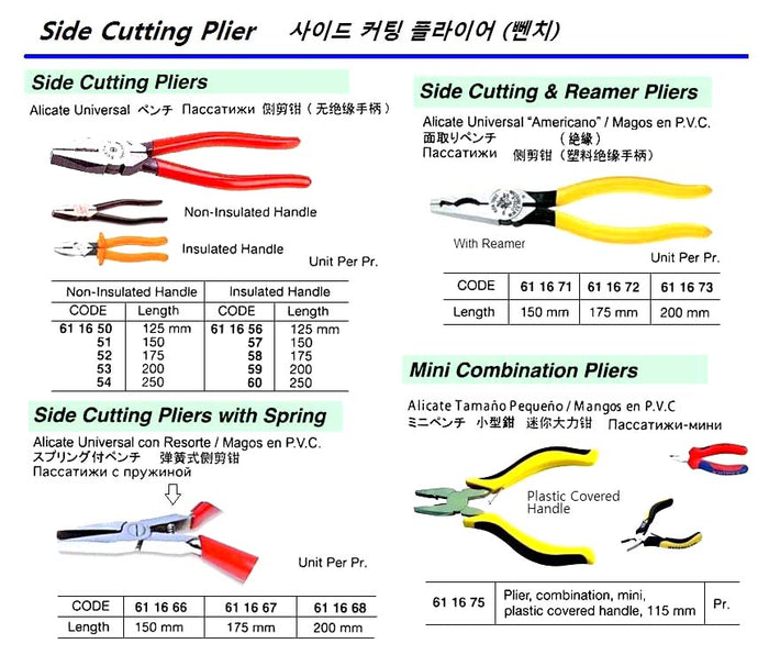 611658-PLIER SIDE-CUTTING INSULATED, 175MM