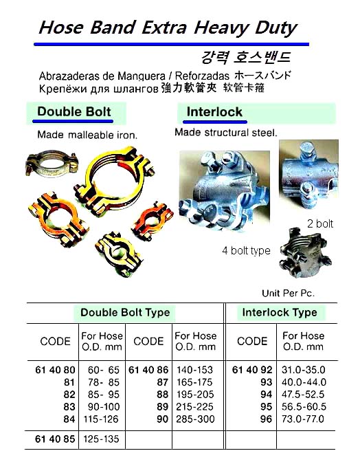 614083-HOSE BAND DOUBLE BOLT TYPE, MALLEABLE IRON 90-100MM