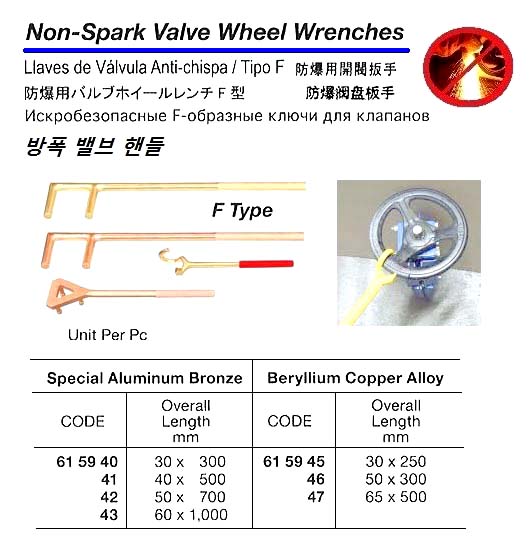615945-WRENCH VALVE WHEEL NON-SPARK, BERYLIUM COPPER ROUND 30X250MM
