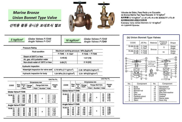 750532-ANGLE VALVE BRONZE FLANGED-END, UNION BONNET F7349 16KG-20MM