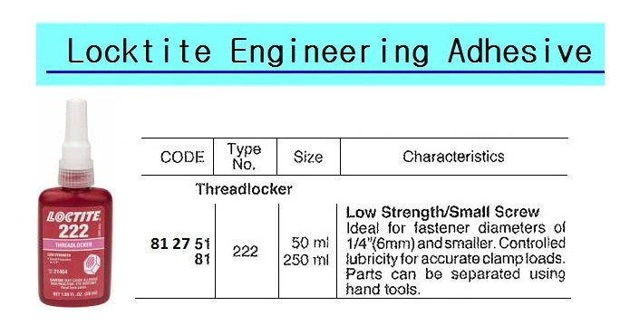 812751-GLUE THREADLOCKER LOCTITE 222, LOW STRENGTH 50ML